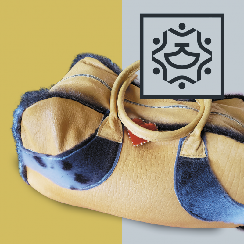 Golden Seal Fur and Bison Carrying Bag