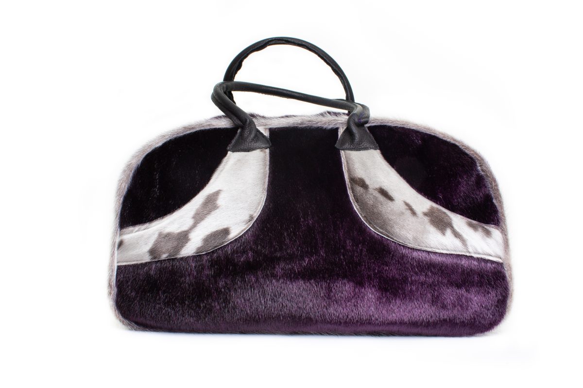 (SOLD) Purple Sealskin Travel Bag with Seal Design, Bison Handles ...