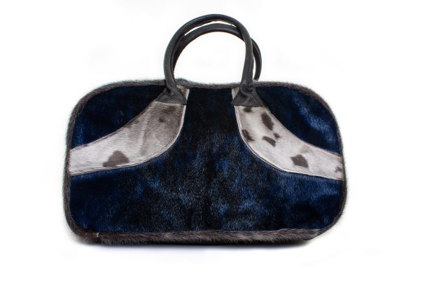 Blue Seal Bag with Seal Designs And Black Bison Handles