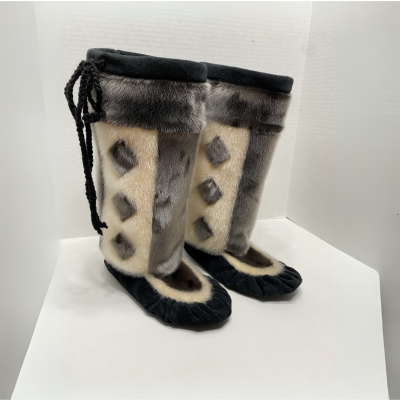 Ladies Sealskin Mukluks with Inlay Design (Made to Order) - Proudly ...