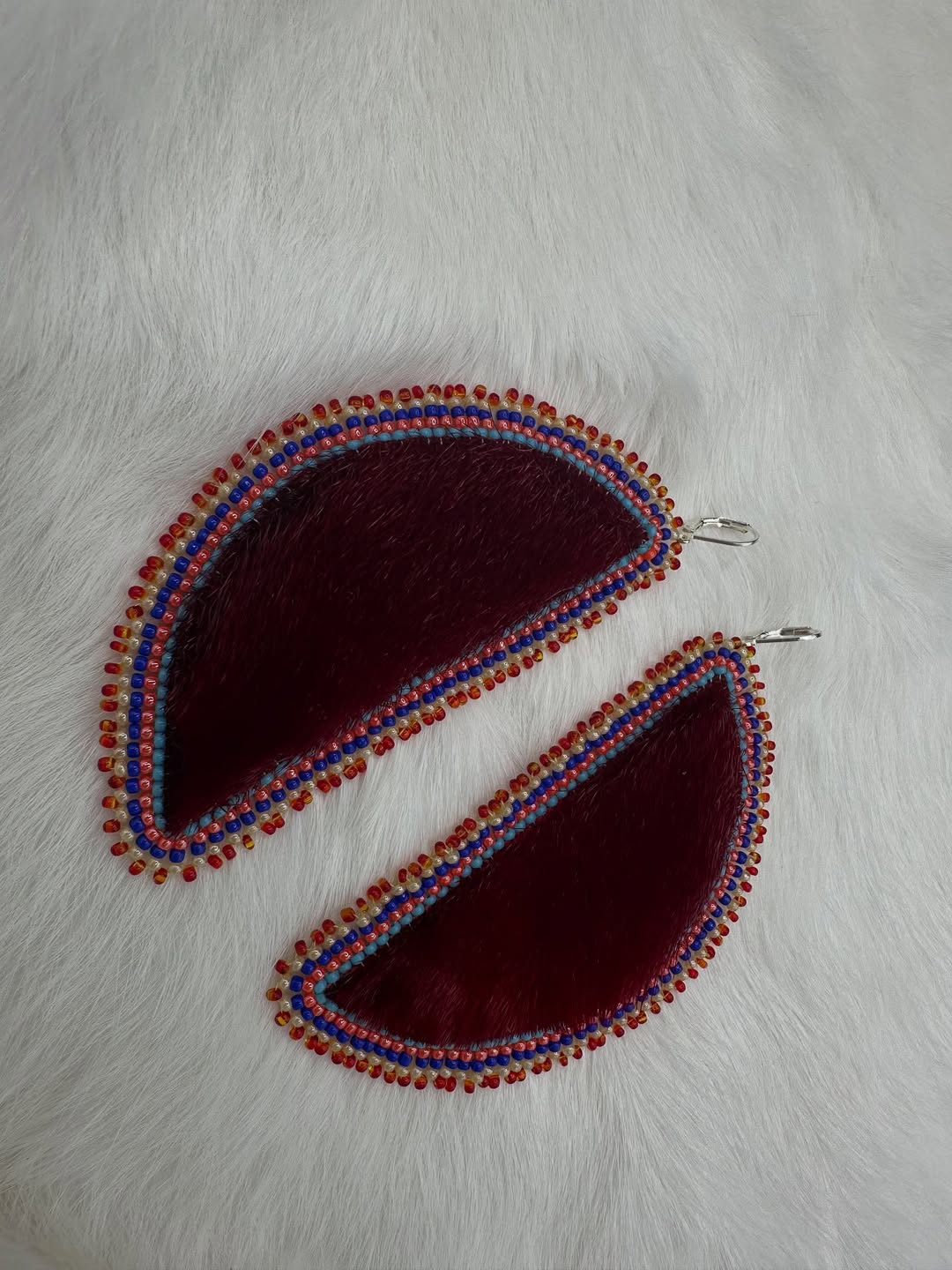 Half Moon – Full Moon Red Sealskin Earrings - Proudly Indigenous Crafts ...